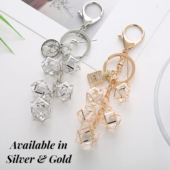 Accessories | Silver Geometric Orb Crystal Diamond Keychain | Poshmark